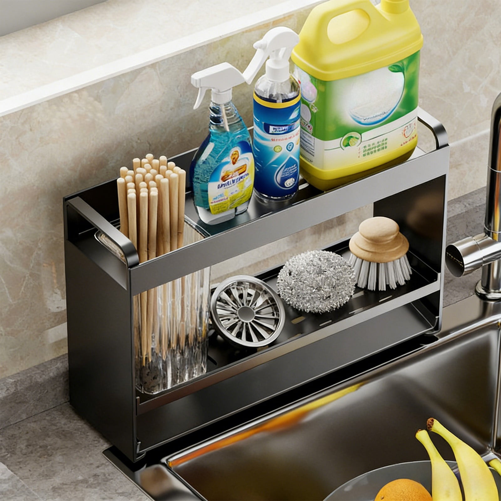 Menrkoo Countertop Sink Rag Storage Detergent Draining Storage Rack ...