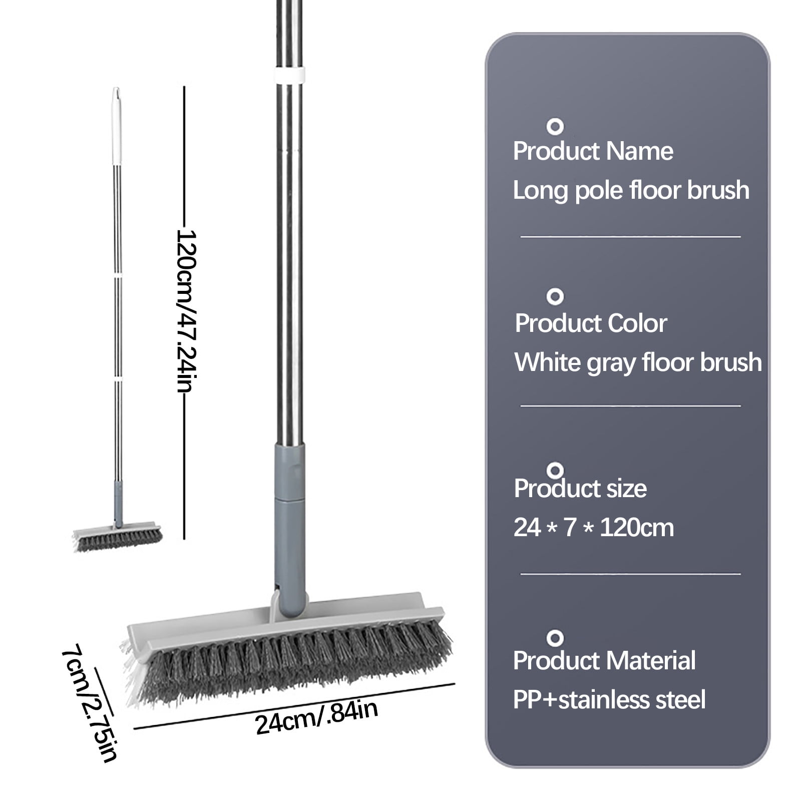 Menrkoo Double-Sided Floor Scrub Brush, 4Ft Long Handle, V-Shaped Head ...