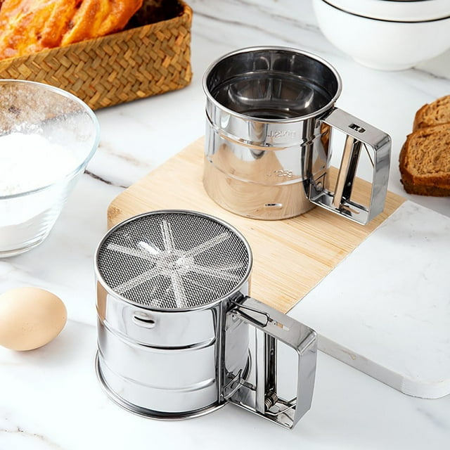 Menrkoo Flour Sieve Handheld Stainless Steel Semi-Automatic Hand Powder ...