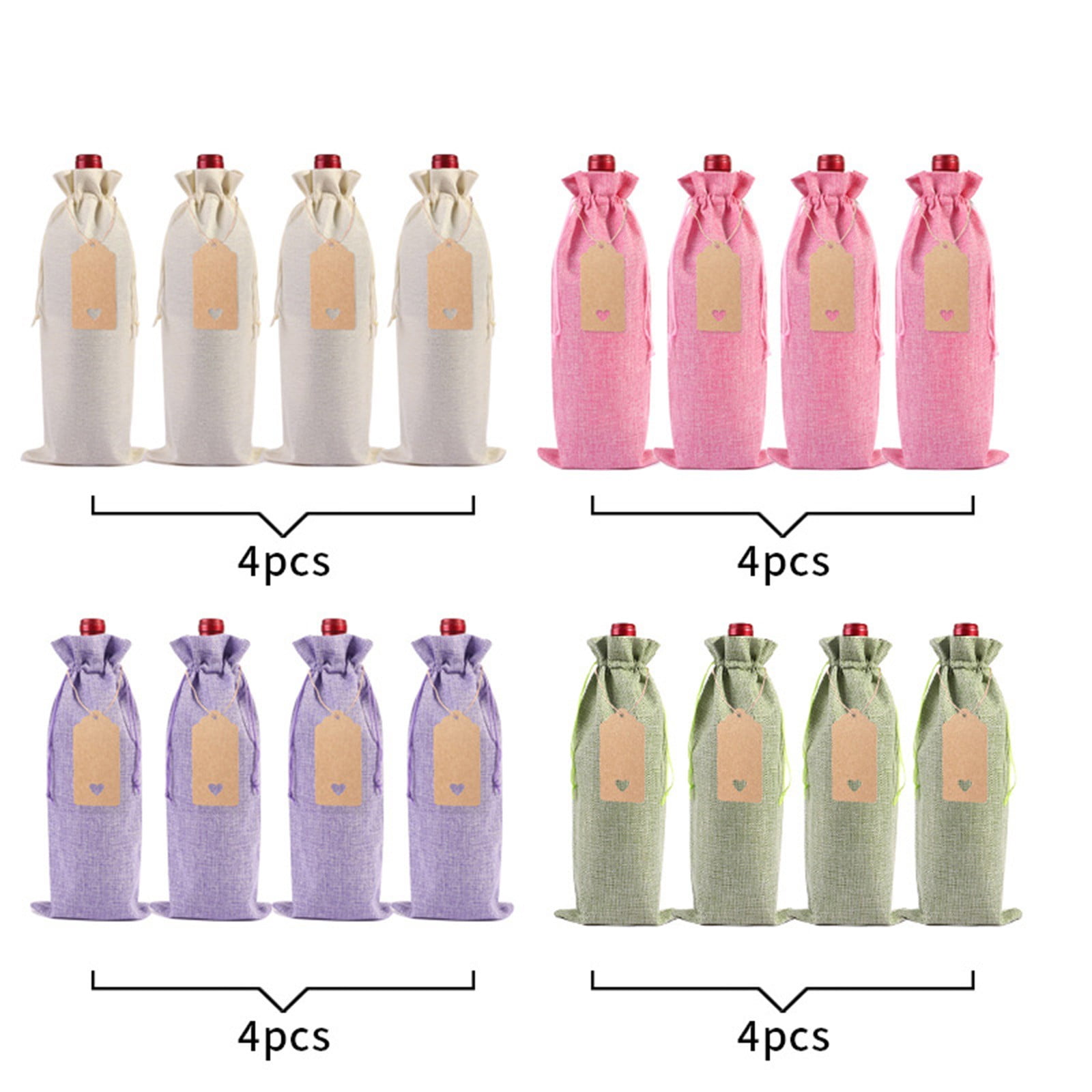 Linen Wine Bottle Bag Set Wine Bottle Set Linen Tag Red Wine Packaging ...