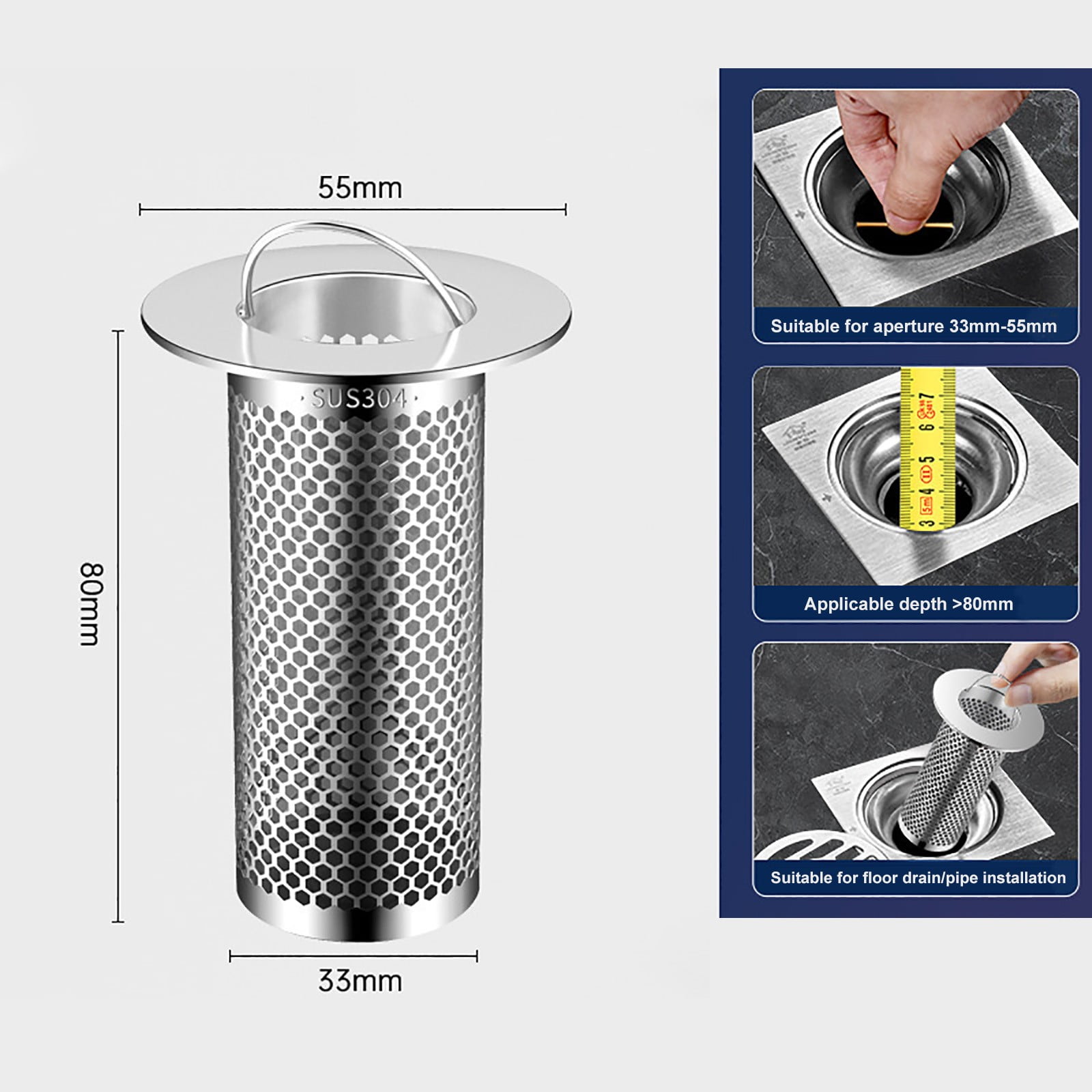 Menrkoo Stainless Steel Floor Drains Filter Screen Cover Basin Drainage ...