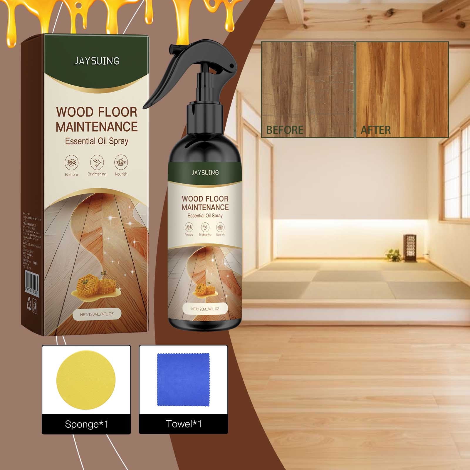 Menrkoo Wood Floor Maintenance Oil Spray Moisturizing Cleaning Wood Grain Bright Wood Floor ...