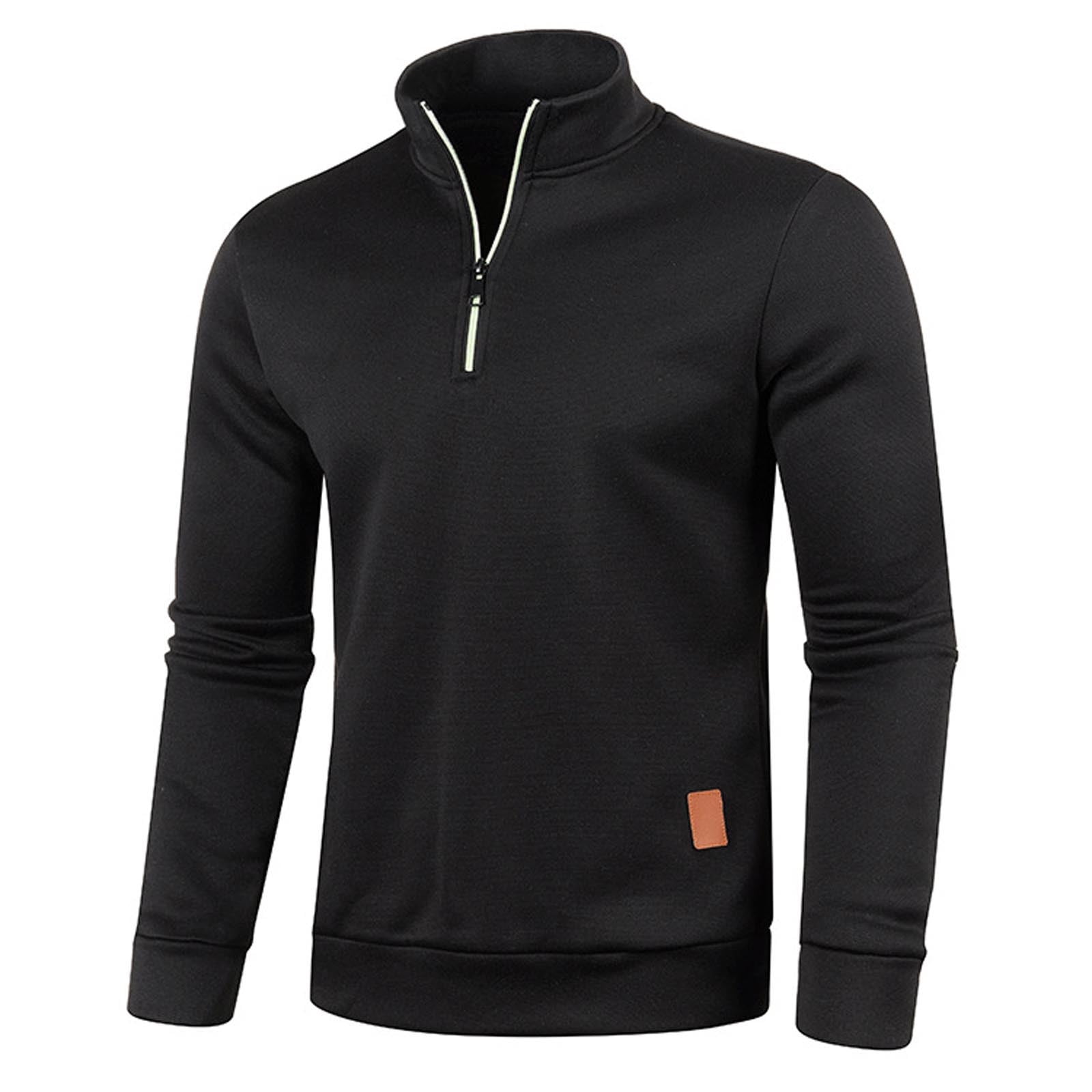 Mens 1/4 Zip Pullover Fleece Sweatshirt for Men Stand Collar Quarter ...