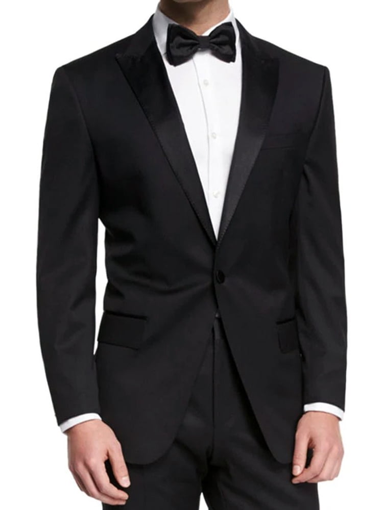 Mens 1 Button Peak Lapel Style Black Tuxedo Jacket - Walmart.com