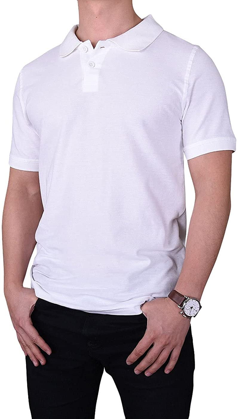 Mens 100% Cotton Classic Slim Style Plain Polo Shirts - Walmart.com