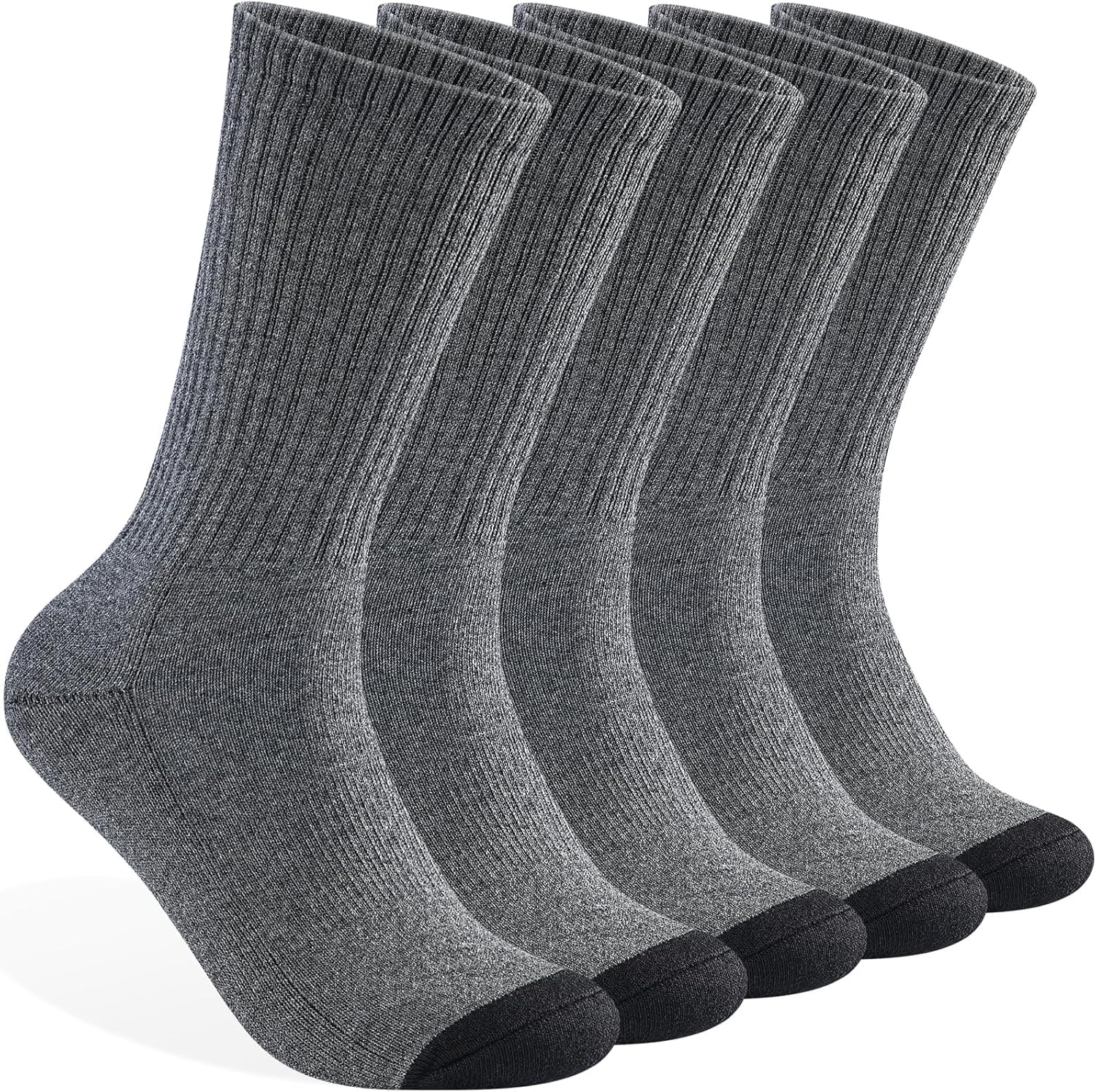 Mens 100% Cotton Cushioned Crew Socks, Athletic Performance Moisture ...