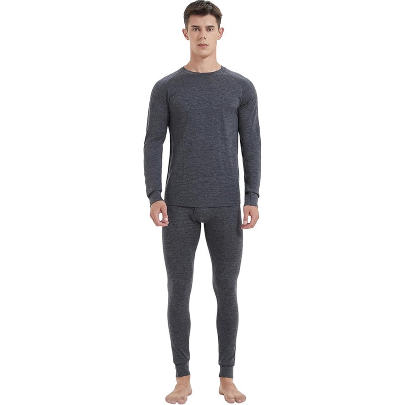 Mens 100% Merino Wool Base Layer Sets for Ski Midweight Thermal ...