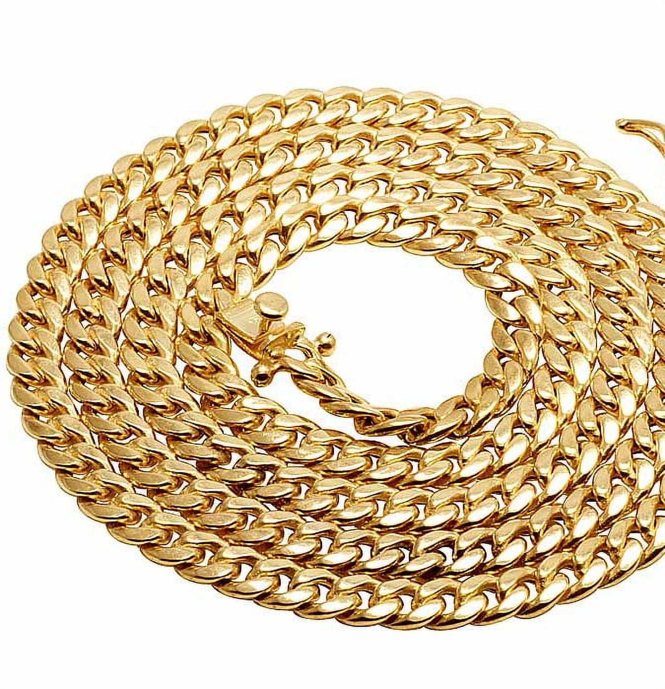 Mens 10K Yellow Gold Hollow Miami Cuban Link 5MM Chain Box Clasp 24-36 ...