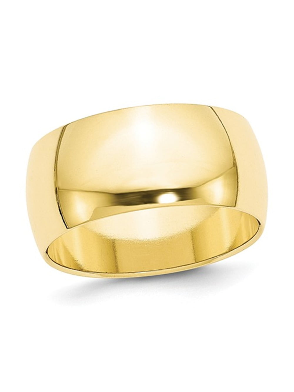 Engagement Wide Men's 10K Yellow Gold Solid Polished 10mm Wedding Band ...