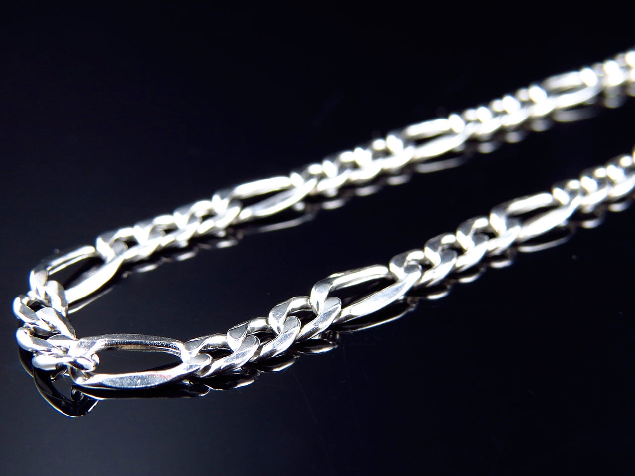 Mens 10k White Gold Classic Italian Figaro Style Link Chain Necklace ...