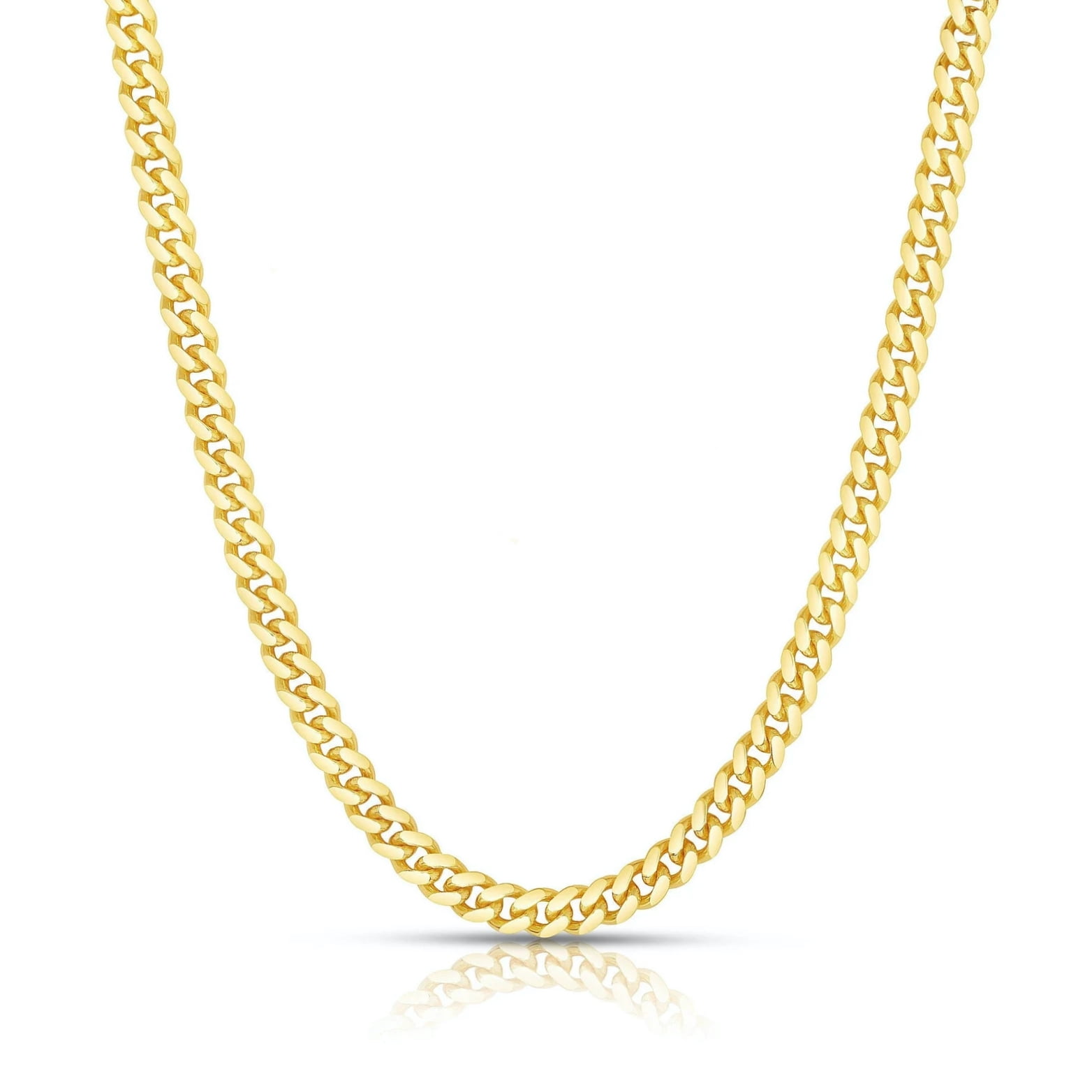 Mens 14K Gold Plated 7MM Miami Cuban Link Chain, Solid 925 Italy, Next ...