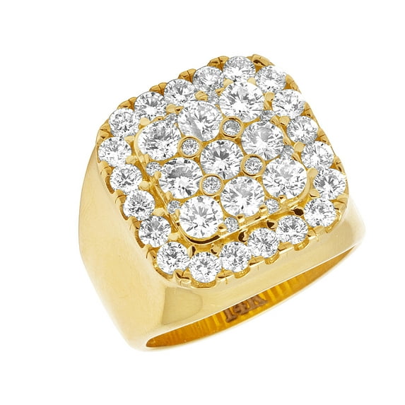 Mens 14K Yellow Gold Real Diamond Square Pinky Ring 4CT - Walmart.com