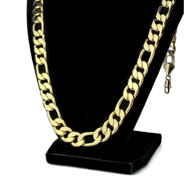 Mens 18K Gold Plated Figaro Link Chain 30 inch inch Long x 12mm Wide Necklace Men s Size One Size