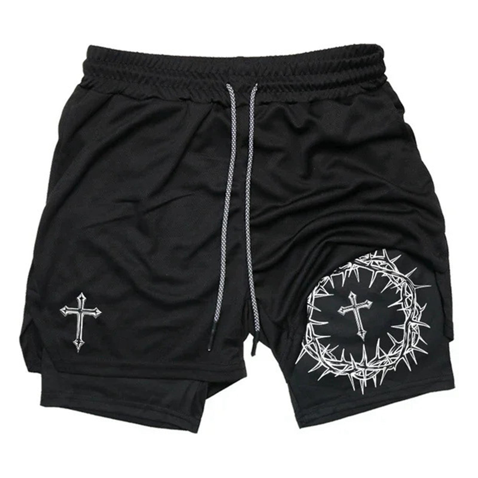 Mens 2 in 1 Gym Athletic Shorts with Liner Running Workout Clothes with ...