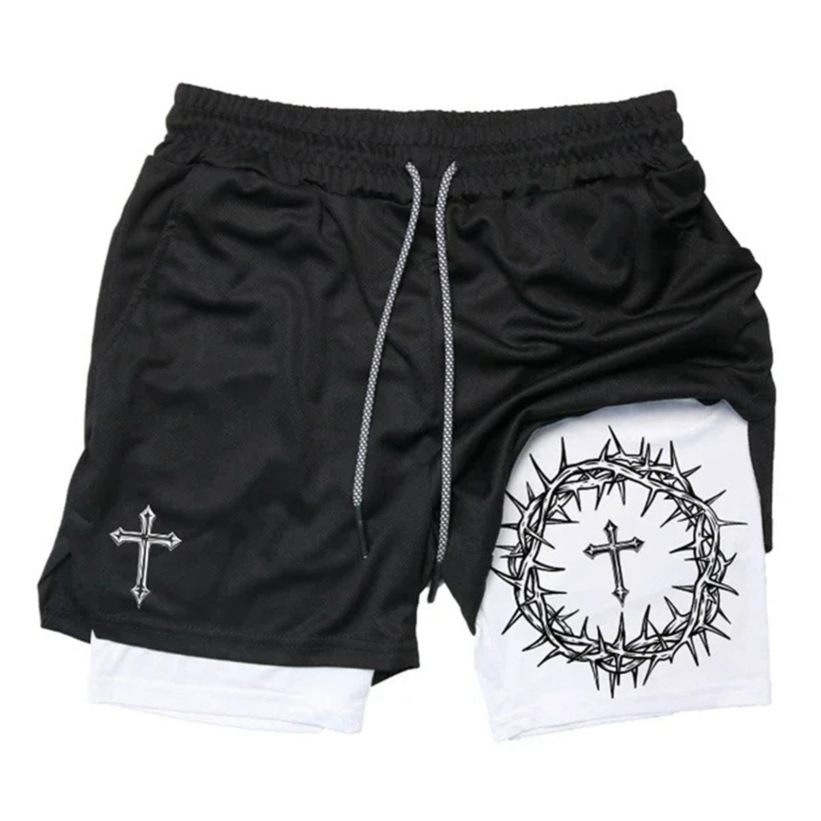 Mens 2 in 1 Gym Athletic Shorts with Liner Running Workout Clothes with ...