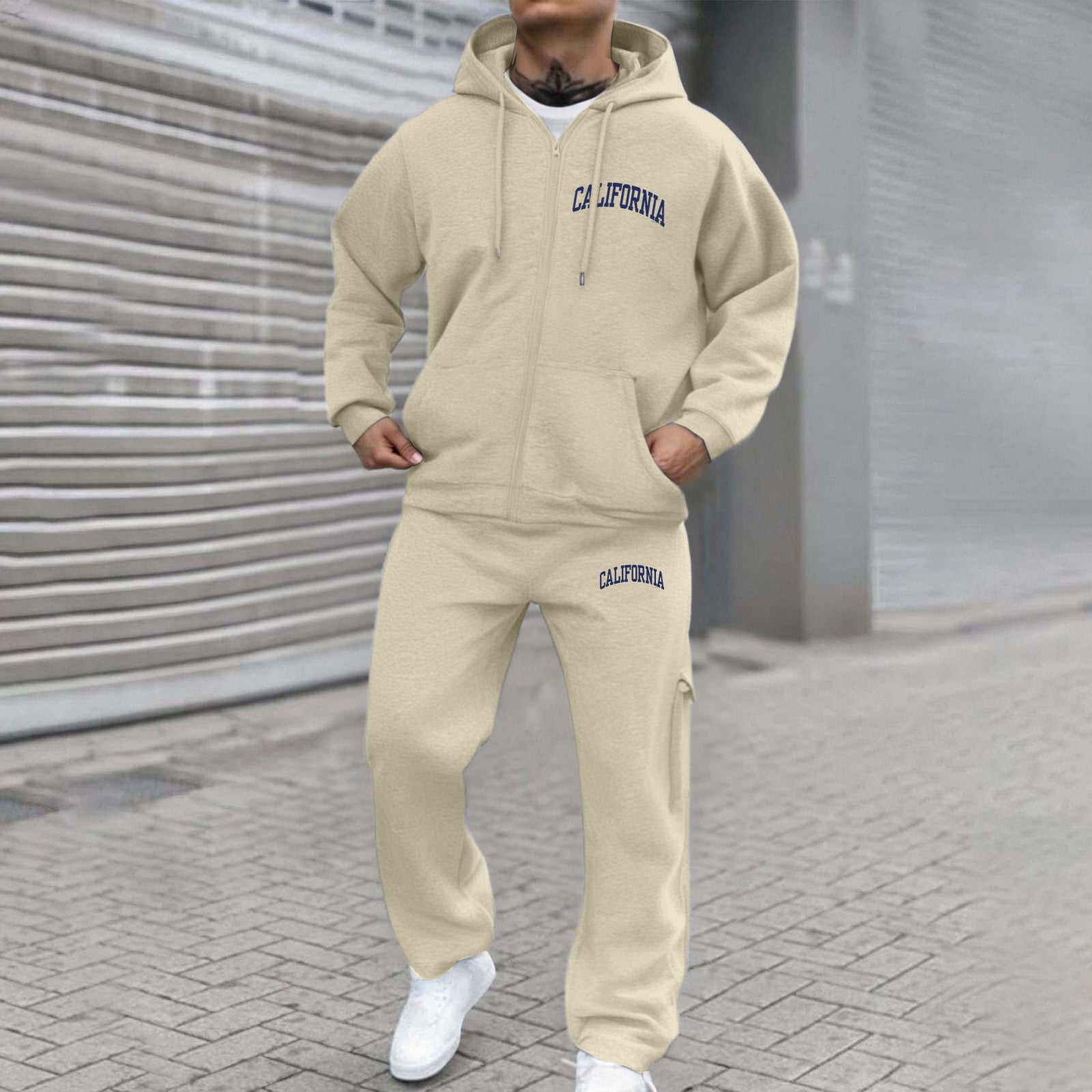 Mens 2 Piece Tracksuit Athletic Full Zip Tracksuit Jacquard Jogging Set ...
