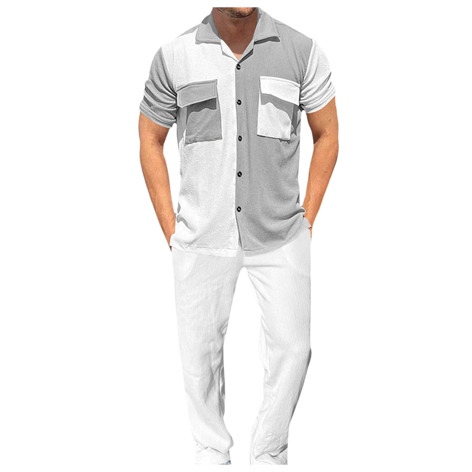 Mens 2 Piece Outfits Big and Tall Vintage 1/4 Zip Golf Polo Shirts Short Sleeve Loose Fit ...