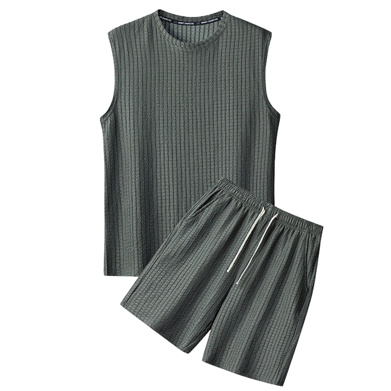 Mens 2 Piece Outfits Breathable Classic Shirt and Shorts Slim Fit ...