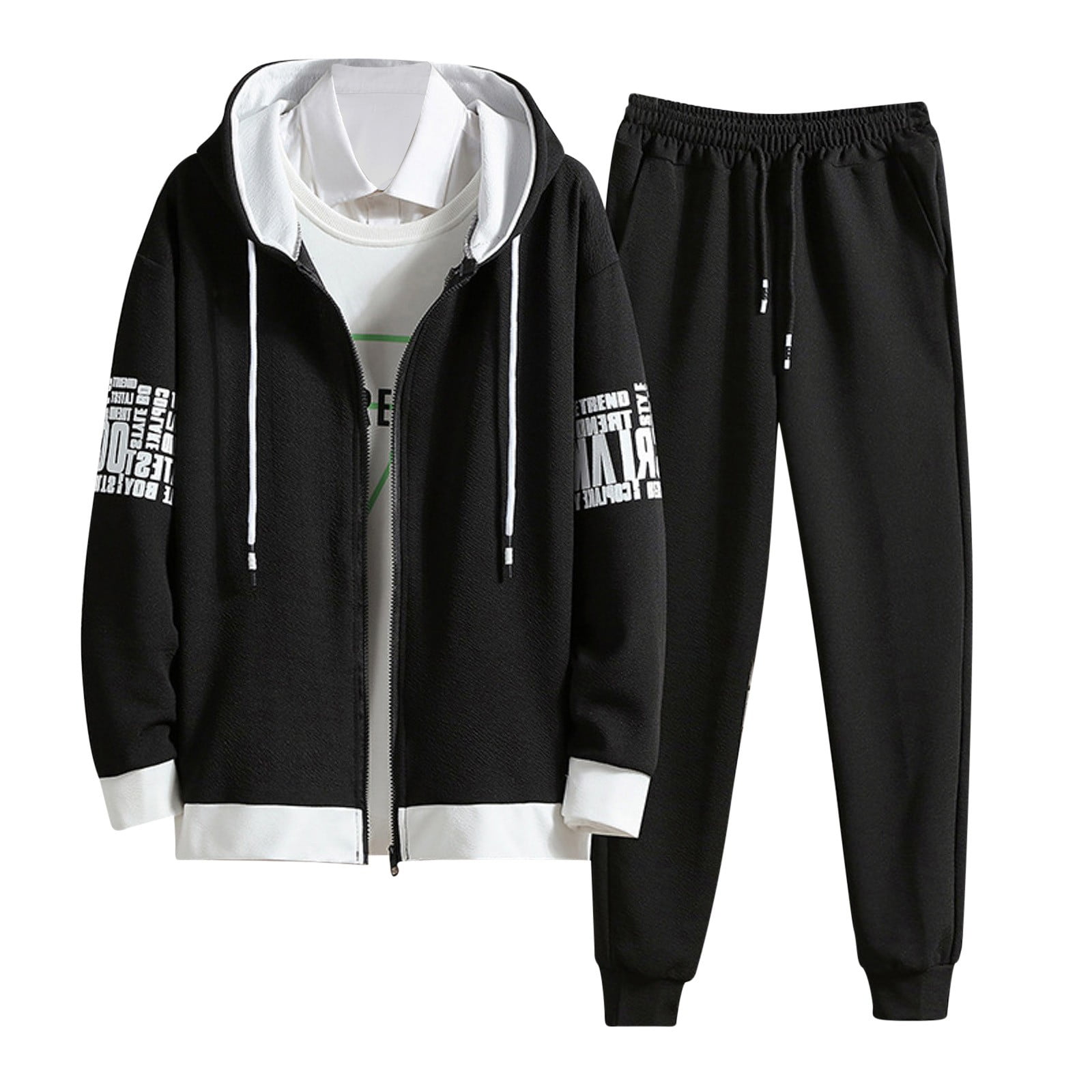 Mens 2 Piece Outfits Sweatsuit Oversized Sweatshirt Lounge Sets Baggy ...