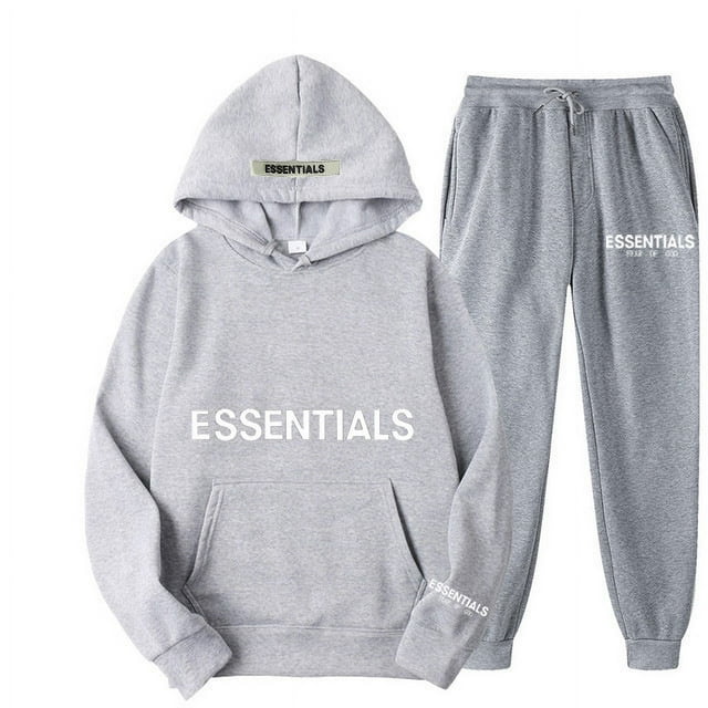 Mens 2 Piece Tracksuit Outfit Jogging Set Essential Long Sleeve Hoodie ...