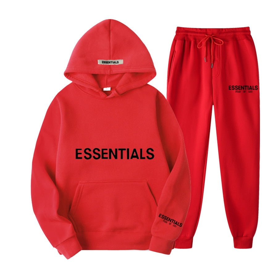 Mens 2 Piece Tracksuit Outfit Jogging Set Essential Long Sleeve Hoodie ...