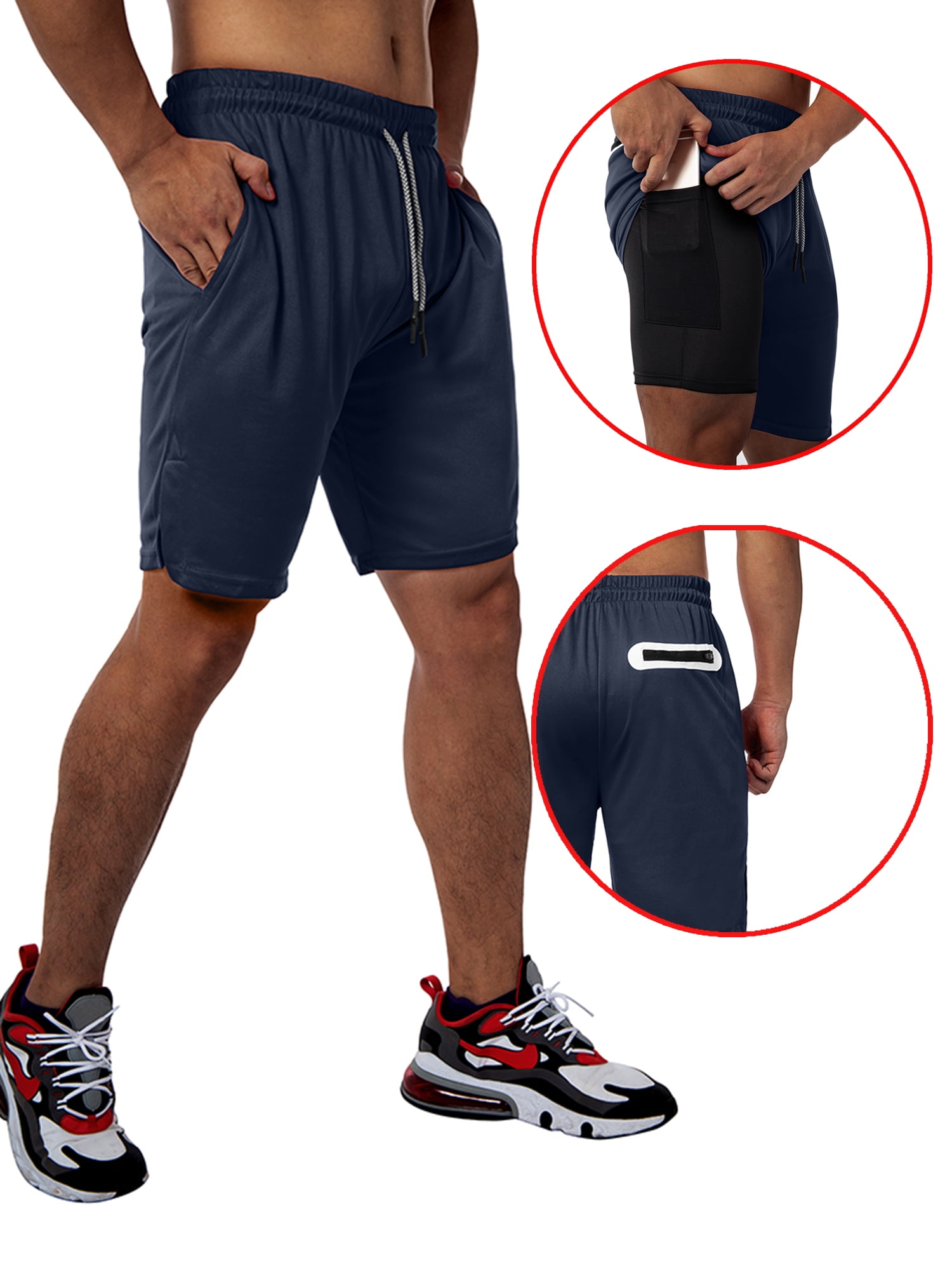 Mens 2 in 1 Sports Training Shorts Workout Running Athletic Shorts ...