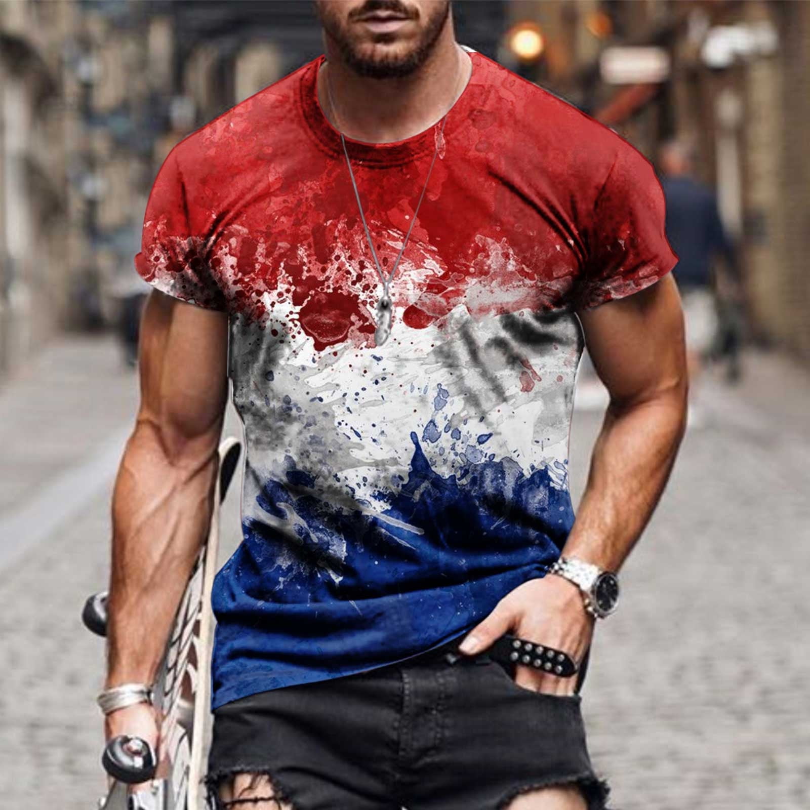Mens 2024 4th of July Short Sleeve Graphic T-Shirts for Men Big and ...