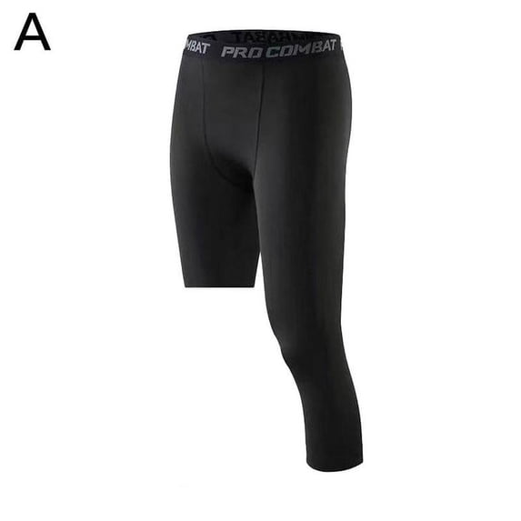 Mens 3/4 Compression Pants One Leg Tights Athletic Basketball Layer ...