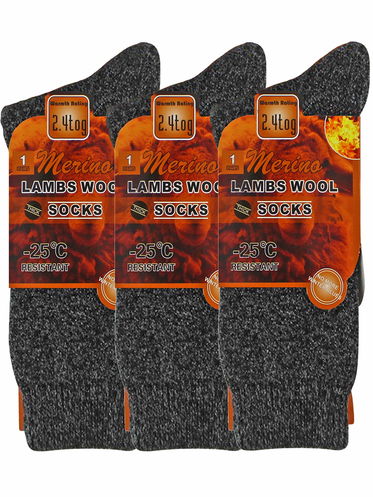 Men's 3-Pack Insulated Thick Bulk Winter Outdoor Lambs Wool Mega ...