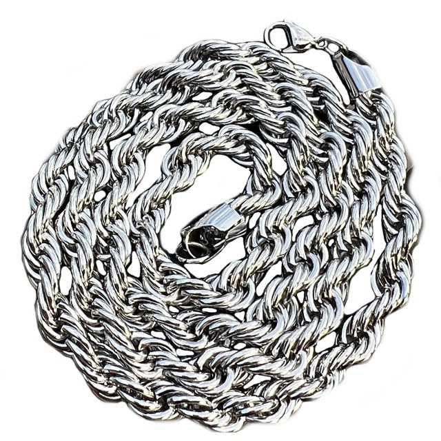 Mens 316L Stainless Steel Rope Chain Silver Hip Hop Necklace 10MM Thick ...