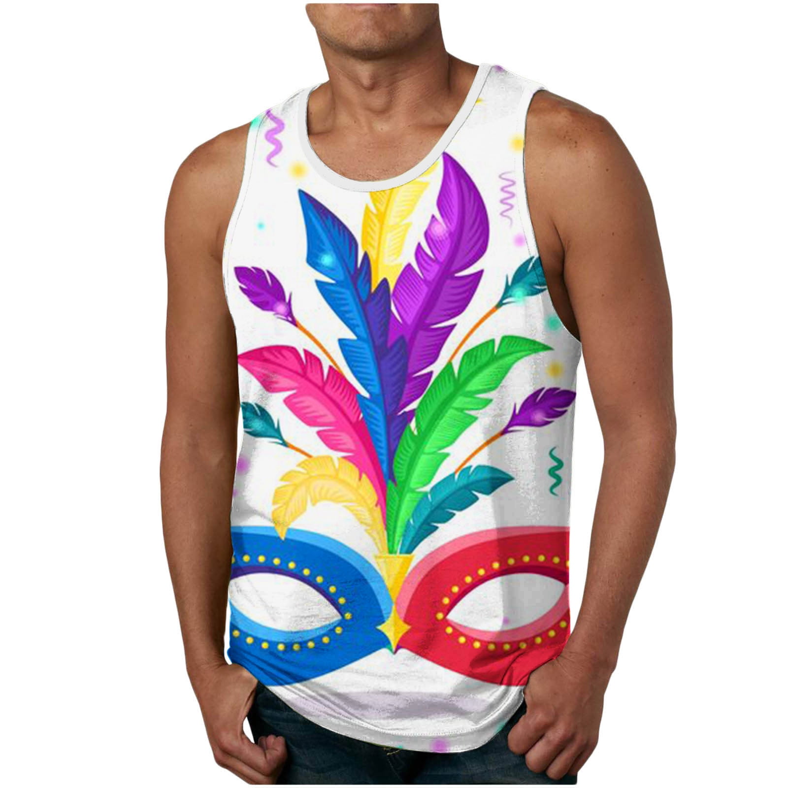 Mens 3d Print Tank Top Carnival Sleeveless T Shirts Summer Casual Party Costume Gym Workout