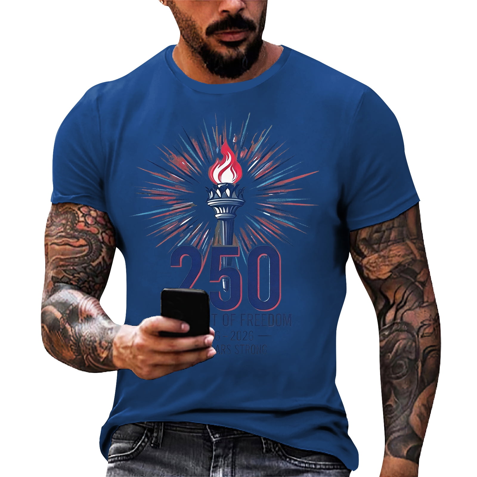 Mens 4th Of July T-Shirts 1776-2026 250th Anniversary Usa Shirt Short ...