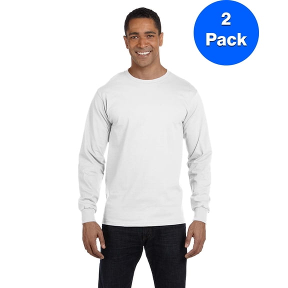 Mens 5.3 oz. Heavy Cotton Long-Sleeve T-Shirt 2 Pack - Walmart.com