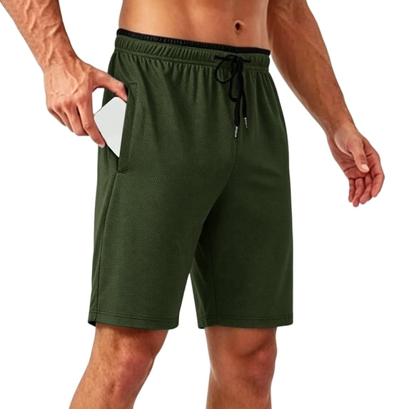 Mens 5" Quick Dry Shorts Athletic Drawstring Elastic Waist Moisture ...