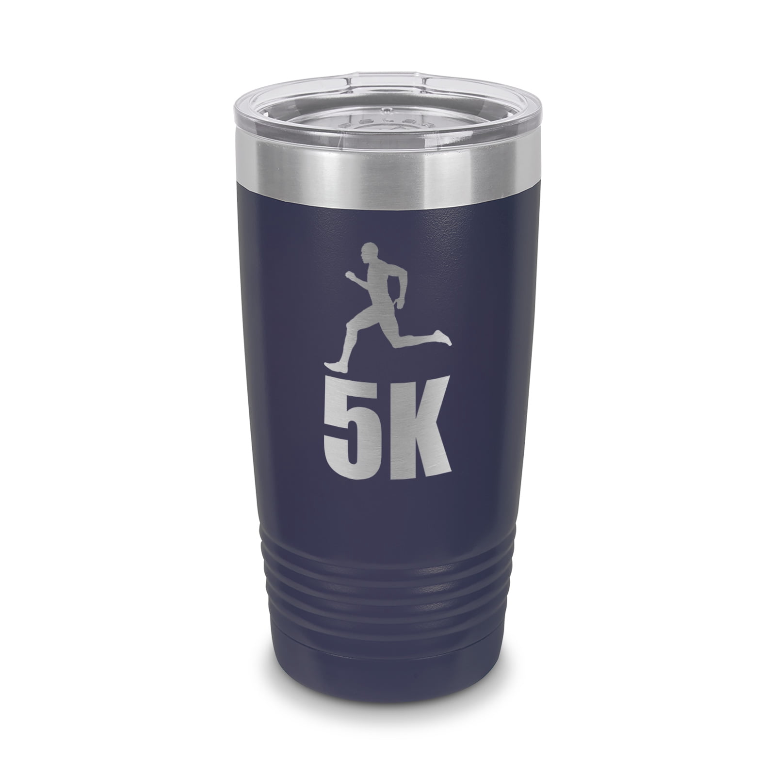 Mens 5K Tumbler 20 oz - Laser Engraved w/ Clear Lid - Stainless Steel ...