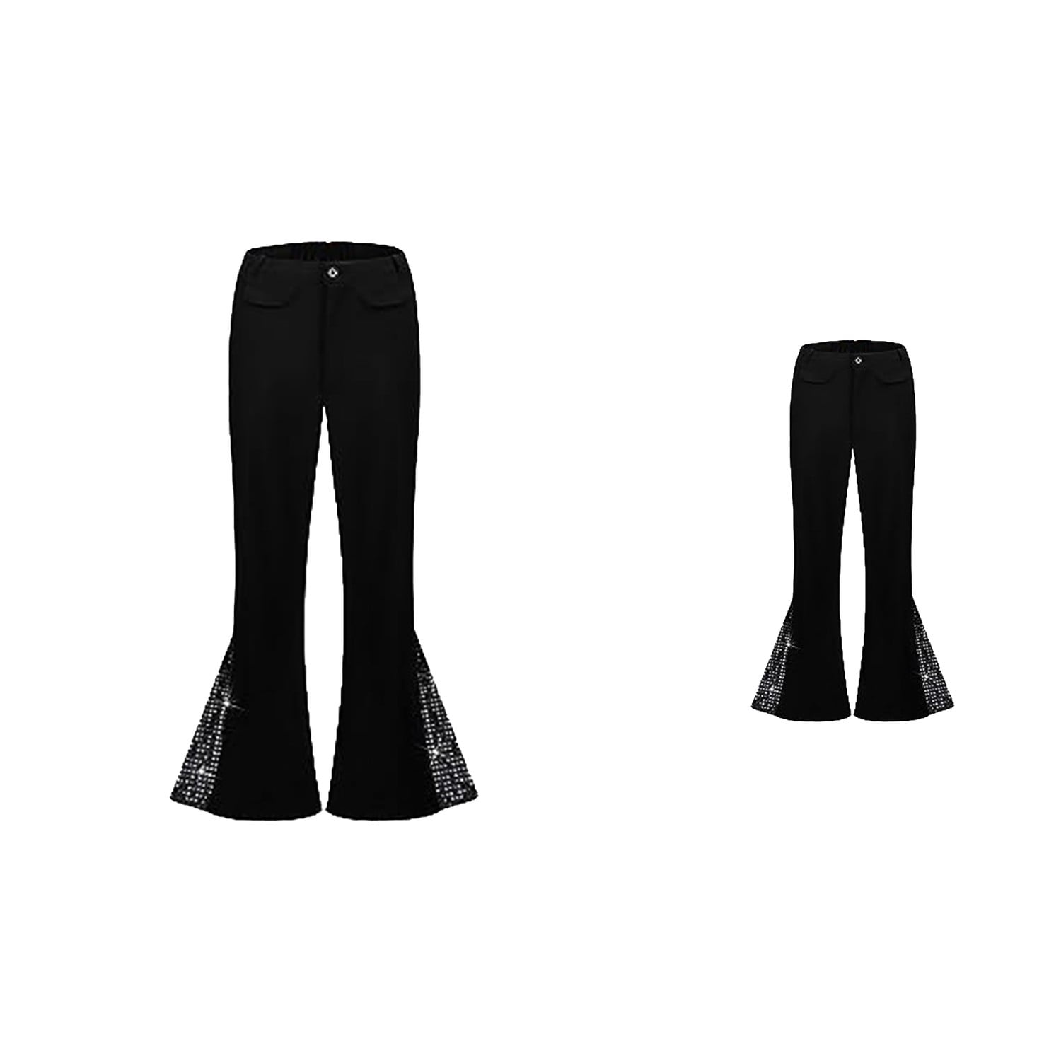Mens 70s Retro Sequin Flare Pants, Classic Casual Bootcut Trousers ...