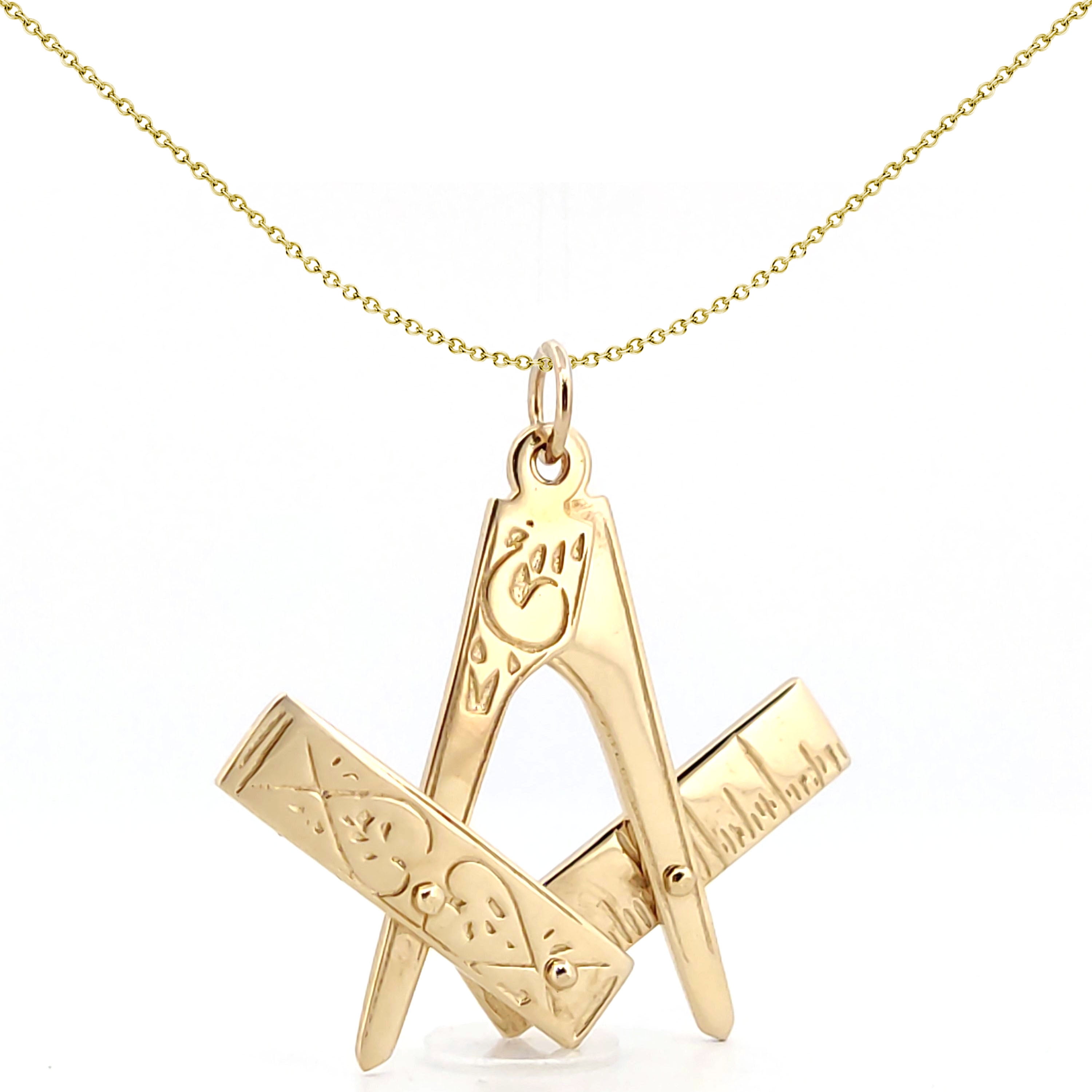 Mens 9ct Gold Jewelco London Openning Closing Square & Compass Masonic ...