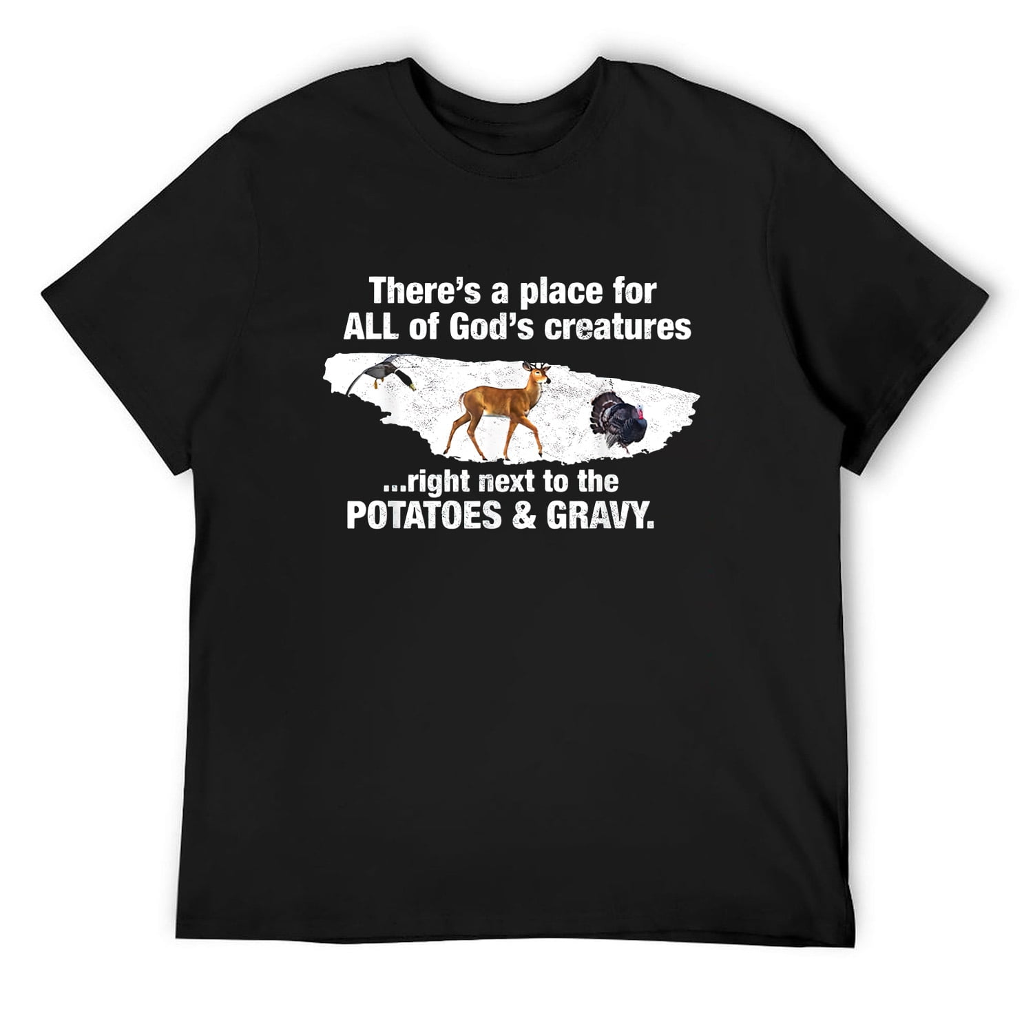 Mens A Place For All God's Creatures Funny Tasty Animals T-Shirt Black ...