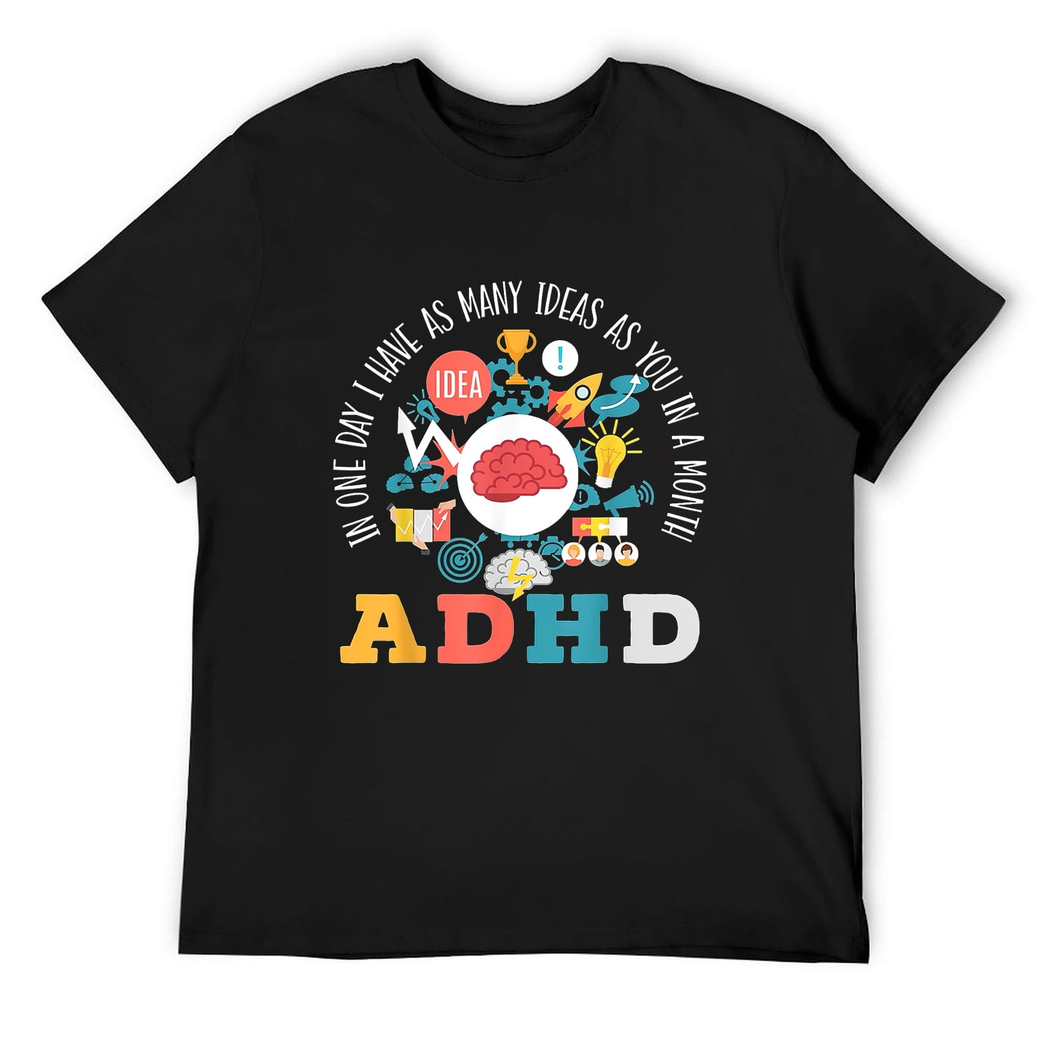 Mens ADHD Warrior Embrace Neurodiversity ADHD Awareness T-Shirt Black ...