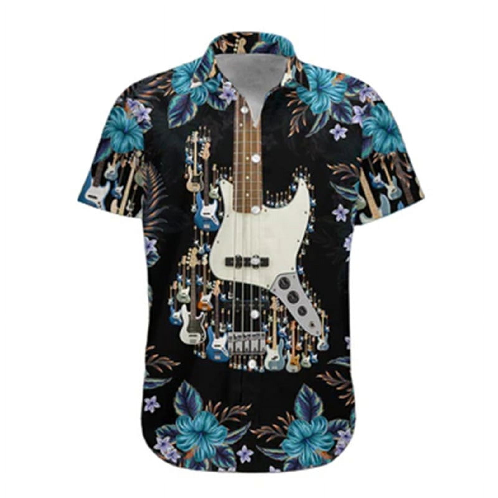 Mens Acoustic Guitar Graphic Hawaii Shirt 3d Full Print Saxoph Graphic ...