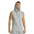 Mens Active Workout Hooded Tank Tops Running Gym Workout Training