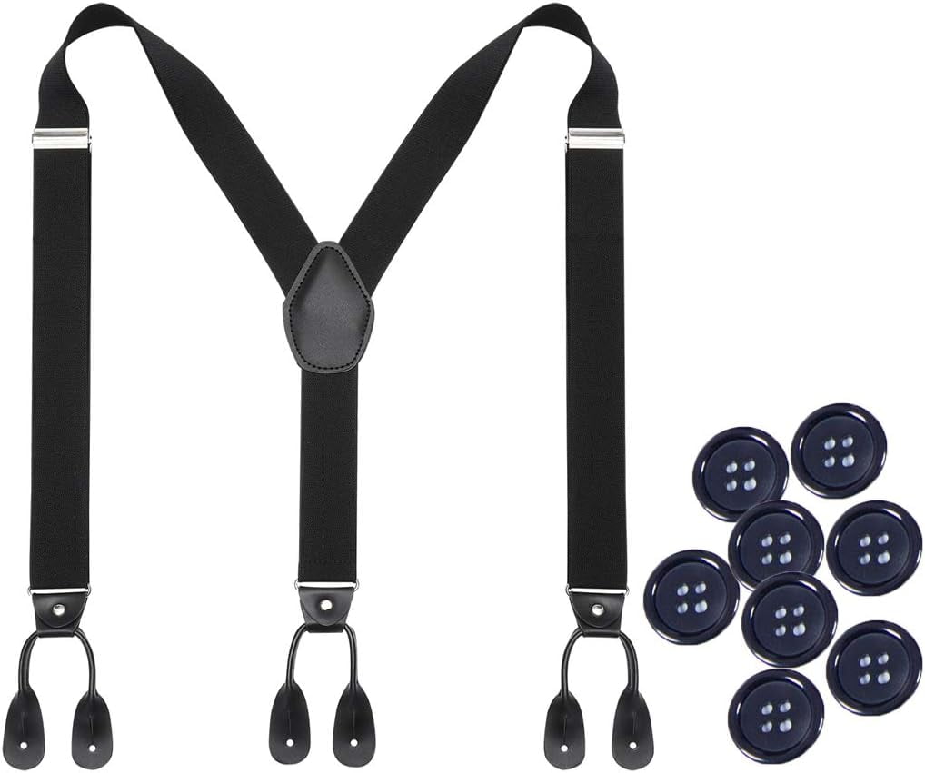 Mens Adjustable Button End Suspenders - Y-Back Elastic Tuxedo ...