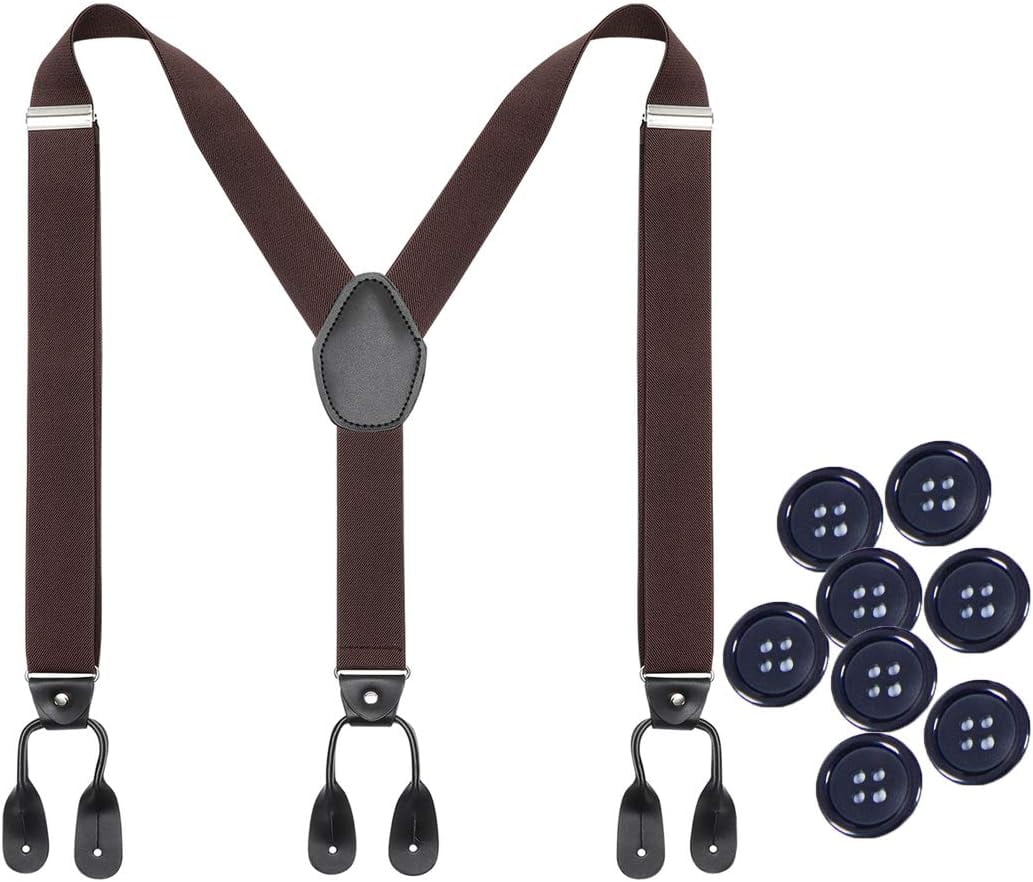 Mens Adjustable Button End Suspenders - Y-Back Elastic Tuxedo ...