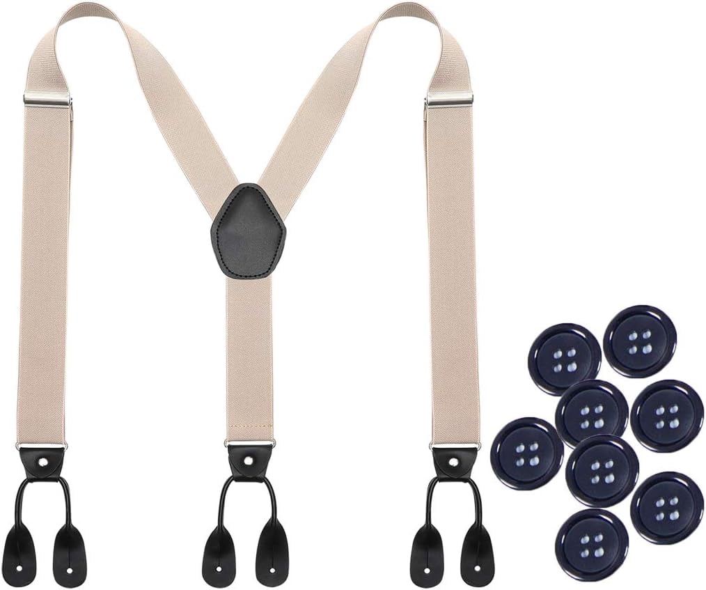 Mens Adjustable Button End Suspenders - Y-Back Elastic Tuxedo ...