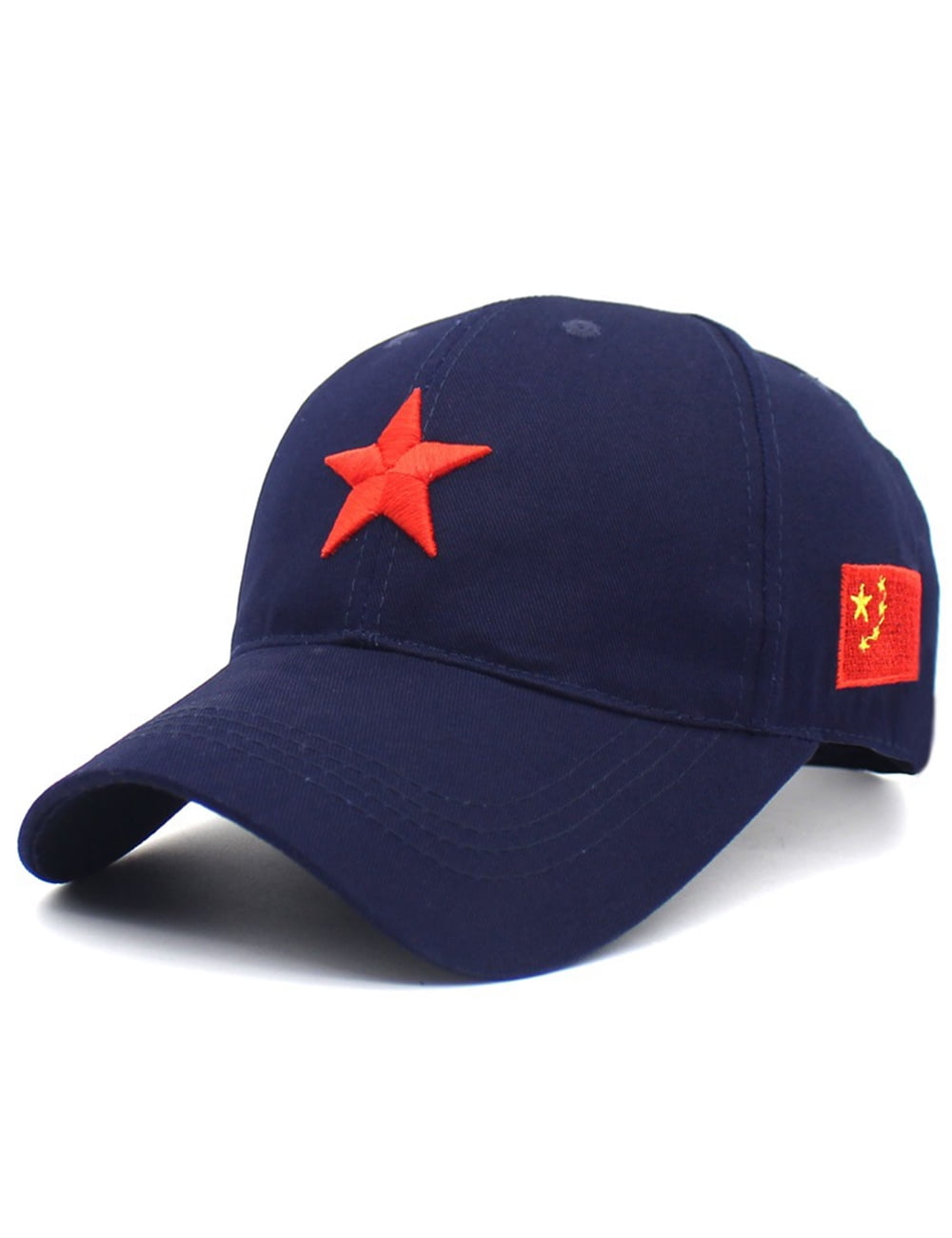 Mens Adjustable Strap China Red Five Point Star Military Dad Hats ...