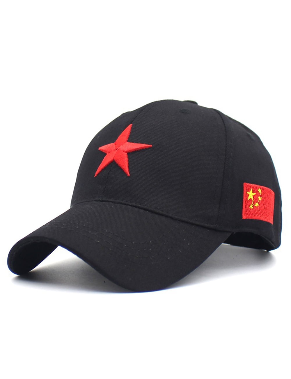 Mens Adjustable Strap China Red Five Point Star Military Dad Hats ...