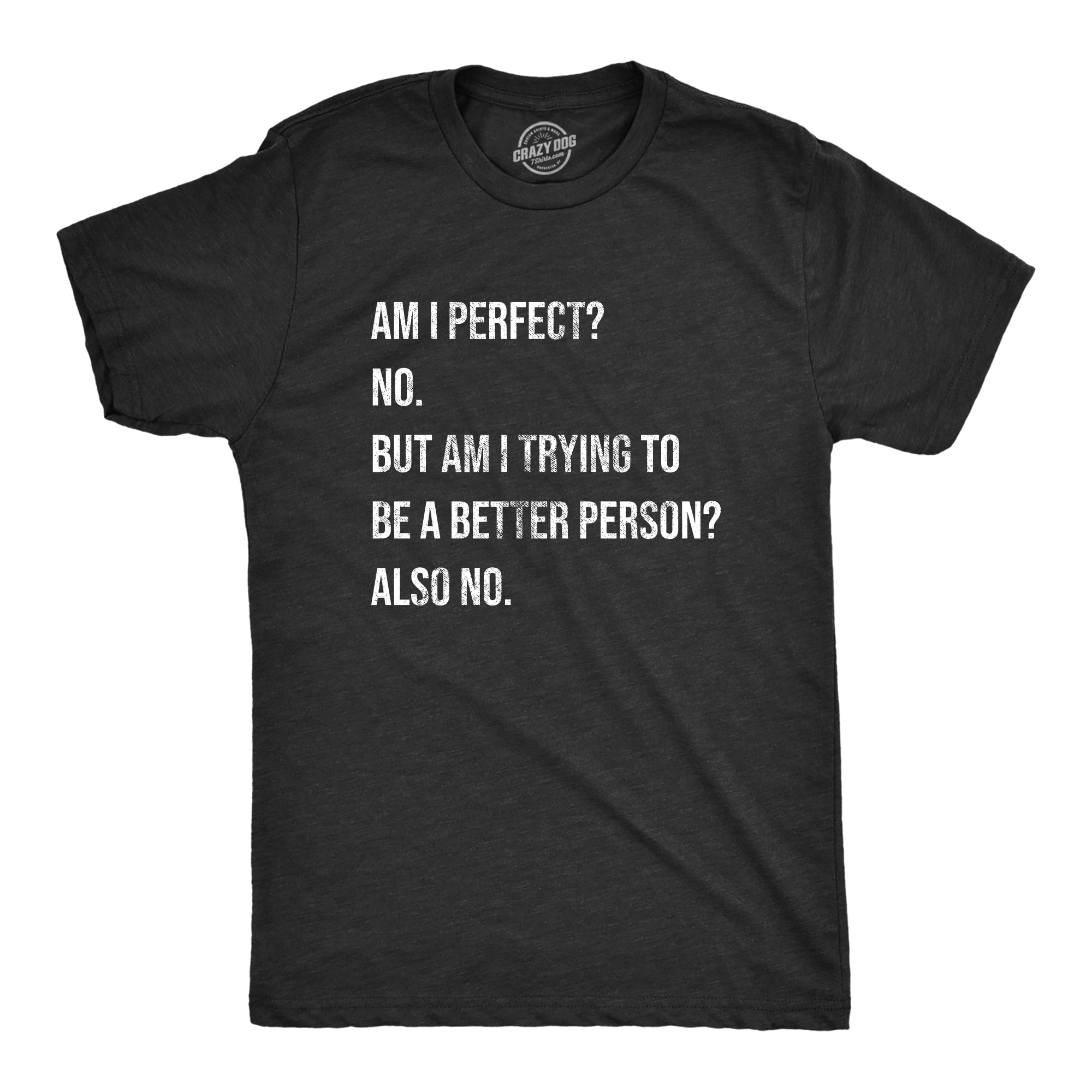 Mens Am I Perfect No T Shirt Funny Sarcastic Self Improvement Joke ...
