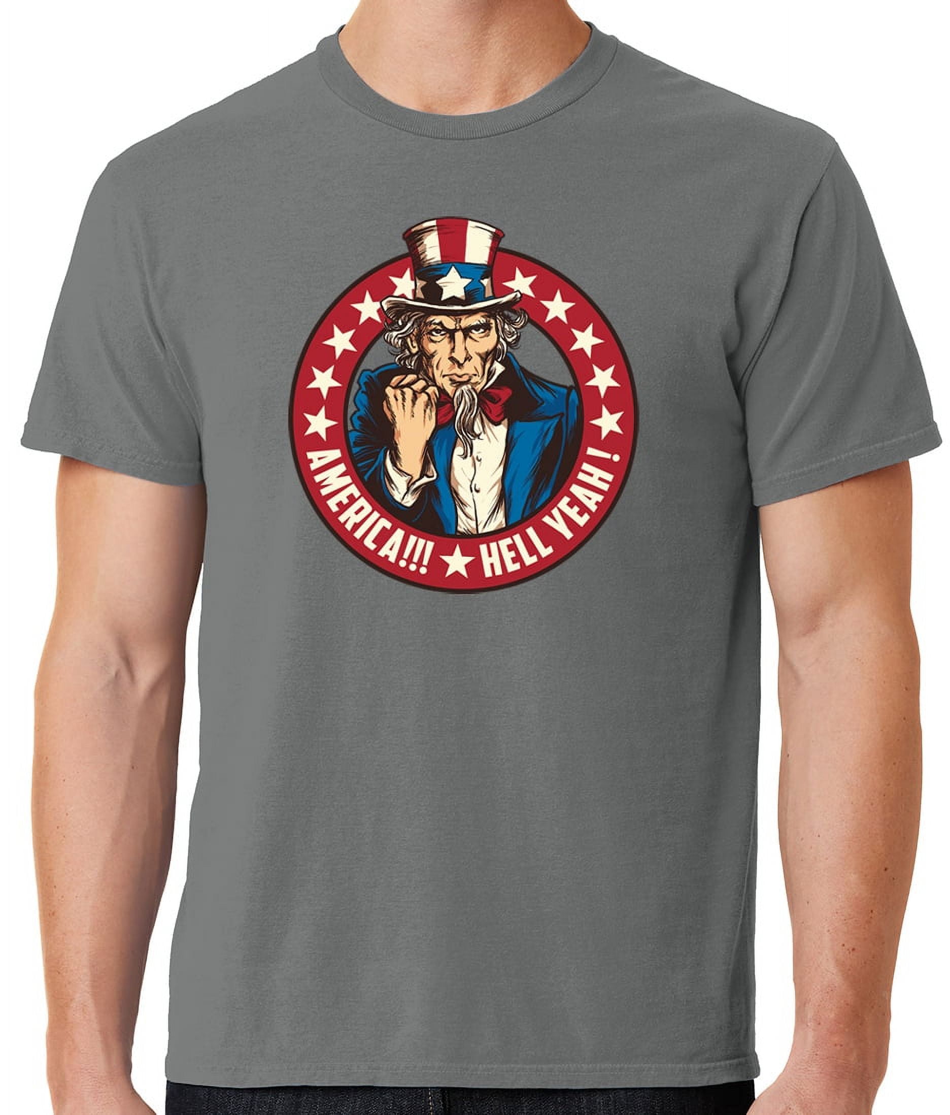 Mens America Hell Yeah Patriotic Cotton Tee Shirt, Medium Pewter Grey ...