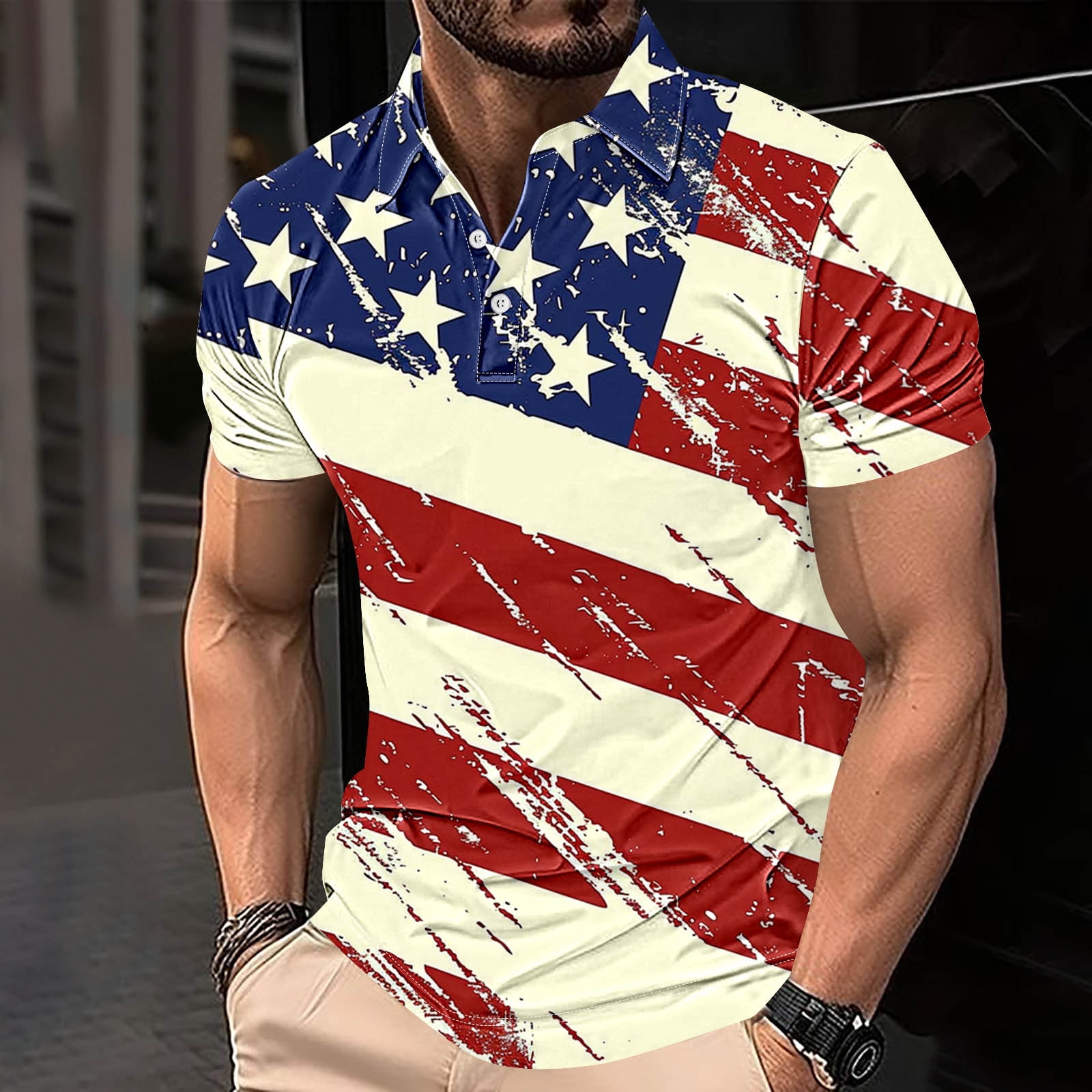 Mens American Flag Shirt Independence Day Shirts Red White and Blue ...