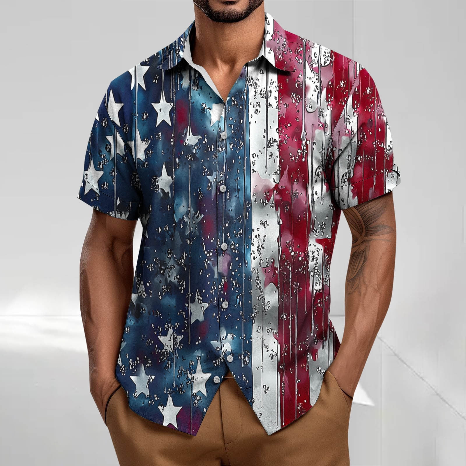 Mens American Flag Shirt Mens Red White and Blue Shirt American Flag ...